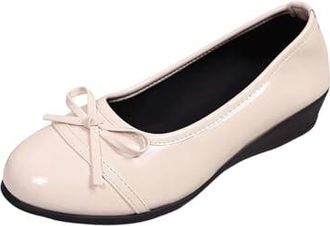 Generic Chaussures de ballet d&eacute;contract&eacute;es avec noeud pour femme - &Eacute;l&eacute;gantes - Couleur unie - Cuir verni - L&eacute;g&egrave;res, &eacute;l&eacute;gantes et confortables - Pour le travai