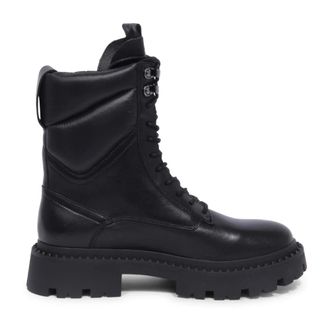 Ash Anfibio Leder Puffy Nylon Stiefel mit Nieten - - Shoes - Damen - Schwarzk - 38 EU