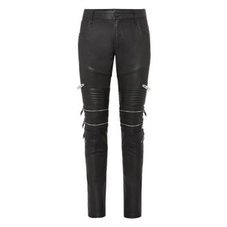 Philipp Plein Homme, Pantalons, Noir, Taille: 5XL Pantalon de motard en cuir