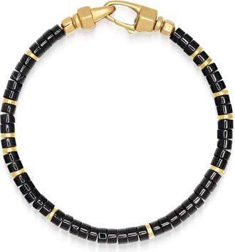 Nialaya Homme, Accessoires, Jaune, Taille: 2XL Black Onyx Heishi Bracelet
