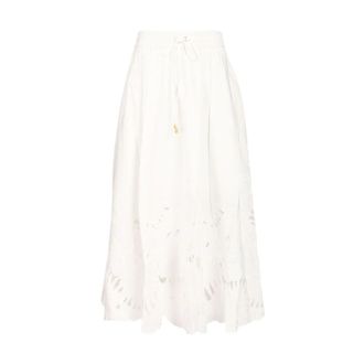Zimmermann Mahon Cotton Midi Skirt - - Skirts - Damen - Wei&szlig; - S