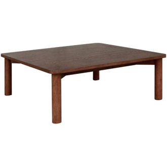 Sweeek Quadratischer Couchtisch Heveaholz und Eichenfurnier