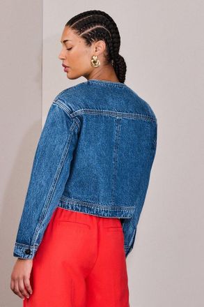 Next Jeansjacke Kragenlose Jeansjacke (1-St)