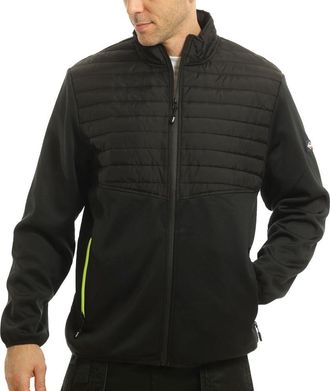 Lee Cooper Mens Gepolsterte Passe Fleece-Body & &Auml;rmel Rei&szlig;verschluss Arbeitsjacke, Schwarz/Schwarz, XL