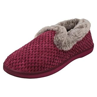 Padders Misha Chaussons larges en mousse &agrave; m&eacute;moire de forme pour femme, Bordo Popcorn, 37 EU
