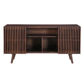 Miliboo Sideboard aus dunklem, massivem Mangoholz mit 2 Schiebet&uuml;ren B140 cm ALBA