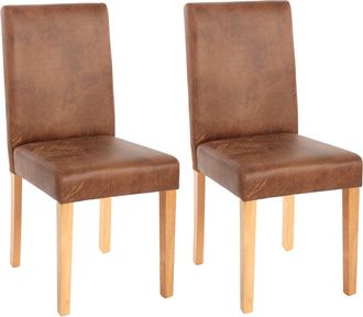 Mendler 2er-Set Esszimmerstuhl Stuhl K&uuml;chenstuhl Littau - Textil, Wildlederimitat, helle Beine