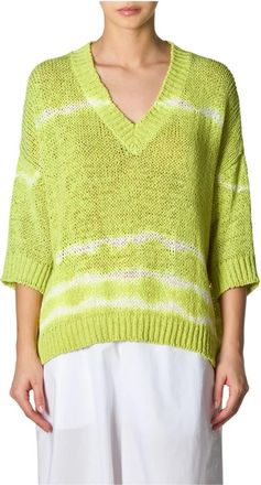 Roberto Collina Femme, Pulls, Vert, Taille: 38 FR V-neck Tricots