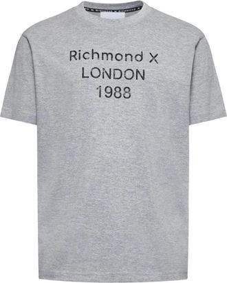 John Richmond Herren T-Shirt mit Druck London 1988 - - Tops - Herren - Grau - XL