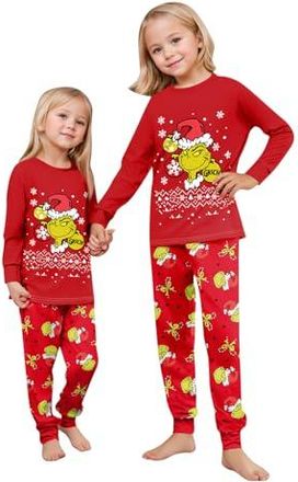 Generic Le Grinch Pyjama Noel Famille De Grinch Couple Coton The Hiver Noël Deguisement Assorti Ensemble Costume Adulte Garcon Pull Ensembles Homme Femme Chau
