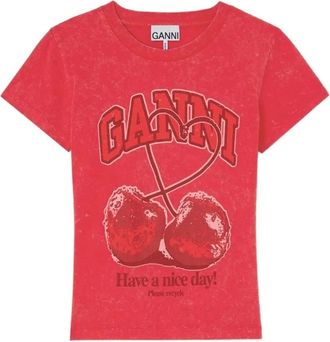 Ganni Femme, Tops, Rouge, Taille: 34 FR Baby Fit T-shirt