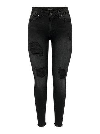 Only Damen Onlblush Mid Sk Raw ANK Dest Tai099 Noos Jeans, Washed Black, S EU