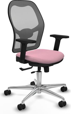 Piqueras y Crespo B&uuml;rostuhl mit 2D-Armlehnen, h&ouml;henverstellbare Lendenwirbelst&uuml;tze, ausgestattet mit Syncro/Translack und Schaumstoff, 65 mm Nylon, Grau/Rosa