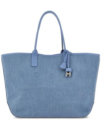 Hogan Tote Bag mit gepr&auml;gtem Anh&auml;nger - Blau