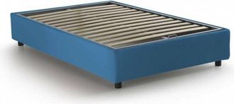 Talamo Italia Talamo Italia - Doppelbett Elisa, Containerbett mit Stoffbespannung, 100% Made in Italy, Frontöffnung, passend für Matratze 160x190 cm, Blau