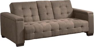 Vente-Unique Vente-unique - Canapé 3 places clic-clac en microfibre devonshire avec tablette centrale rabattable - Marron