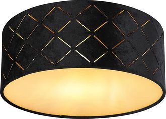 Globo Lighting Deckenleuchte Schirm mit Dekorstanzungen opal rund schwarz Samt