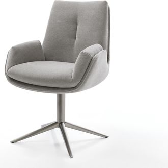 DELIFE Drehstuhl Clea-Flex Strukturstoff Soft Grau Fußkreuz Graphit 360° drehbar Wippfunktion, Esszimmerstühle