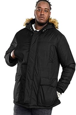 D555 Parka Longue &agrave; col Fourrure Amovible Grande Taille Homme Grande Taille Homme Noir