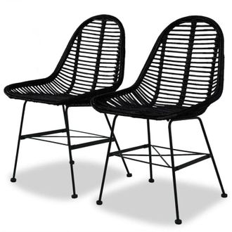 vidaXL Vidaxl - Chaises à manger lot de 2 noir rotin naturel