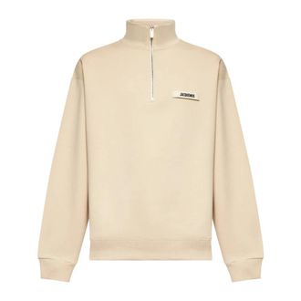 Jacquemus Beige Baumwollfleece Stehkragenjacke - - Sweatshirts & Hoodies - Herren - Beige - L