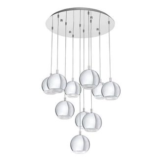 Eglo Pendelleuchte Conessa, 10 flammige H&auml;ngelampe, H&auml;ngeleuchte aus Metall und Kunststoff, Esstischlampe in Chrom, Klar, Wohnzimmerlampe h&auml;ngend mit GU10 