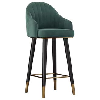 Generic Barhocker in Tresenh&ouml;he, K&uuml;cheninselstuhl, 360&deg; drehbare Fr&uuml;hst&uuml;cksbarst&uuml;hle, Barhocker mit Samtsitz, R&uuml;ckenlehne und Fu&szlig;st&uuml;tze, leicht gepolstert