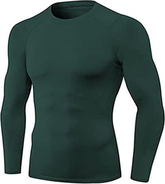 LaoZan Tee Shirt Homme Manche Longue Maillot de Compression Base Layer sous-Vêtements Thermique pour Sports (Vert,S)