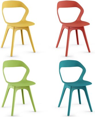 Giantex Set mit 4 Esszimmerst&uuml;hlen aus Kunststoff, Design mit ergonomischer R&uuml;ckenlehne, Innenstuhl aus Polypropylen, mit rutschfesten Matten, f&uuml;r Wohnzimmer 