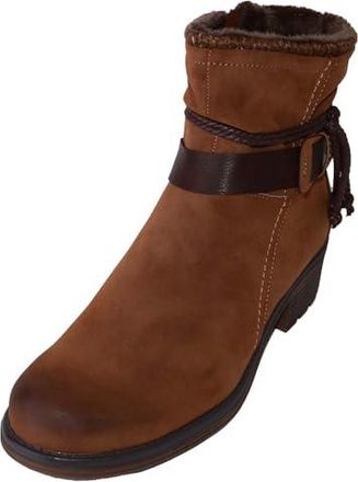Absolute Footwear Bottines en daim synthétique pour femme avec intérieur en fausse fourrure et noeud, camel, 41 EU