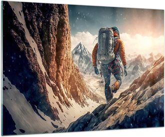 Arttor Bilder auf Glas 100x70cm Glasbild Alpen Klettern Berge Gro&szlig; Wanddeko Bild im Glas Schlafzimmer K&uuml;che Deko Wandbilder Dekoration Wohnzimmer Modern Wall