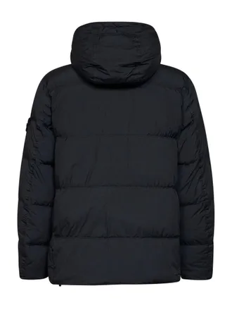 Stone Island Mens Hooded Down Jacket Crinkle Reps Ny Blue Polyamide Padded &