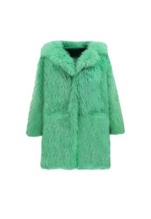 Queen Helena Manteau Long Poilu Hiver Veste avec Poils Doux Chaud Trois Quarts D&eacute;contract&eacute; &Eacute;l&eacute;gant Femme PLC07, vert, Taille unique