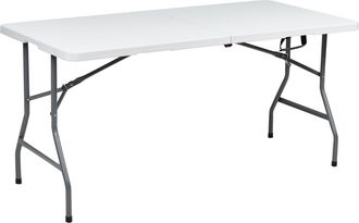 Beliani Gartentisch f&uuml;r 4 Personen rechteckig klappbar mit Metallbeinen 152 x 74 cm wei&szlig; Cugnoli