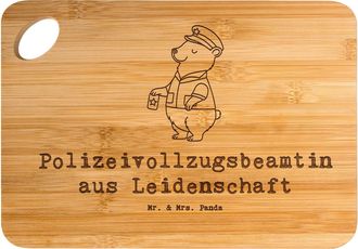 Mr. & Mrs. Panda snackbrett Polizeivollzugsbeamtin Leidenschaft - Geschenk, Fr&uuml;hst&uuml;cksbrettchen, vesperbrett, Polizistin, Holzbrett, Polizeivollzugsbeamte, Polizei, K&uuml;