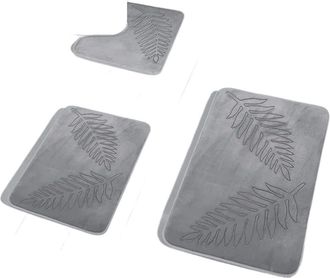 Generic 3-teilige Badezimmermatte aus Memory-Schaum, ultraweich und saugf&auml;hig, dick, waschbar, for Toilettenwannen-Set(Light Gray 3Pcs)