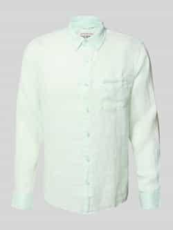 Guess Regular Fit Leinenhemd mit Kentkragen und Brusttasche