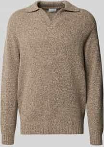 Profuomo Strickpullover mit Polokragen und V-Ausschnitt