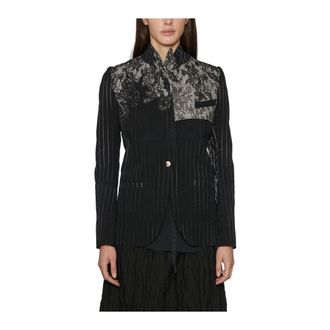 Marc Le Bihan Einkn&ouml;pfiger Blazer aus Seide und Spitze - - Jackets - Damen - Schwarzk - XS