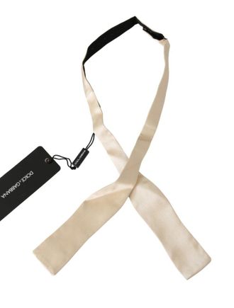 Dolce & Gabbana Beige Slim Skinny Men Necktie Silk Bowtie Accessory