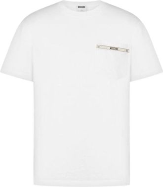 Moschino unisex, Tops, Blanc, Taille: S T-shirt en jersey de coton brod&eacute;