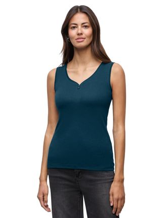 Street One Damen 3228576 Top mit Knopfdetail, Tide Blue, 36
