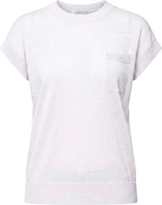 PESERICO Femme, Pulls, Blanc, Taille: 44 FR Pocket Knitted Top