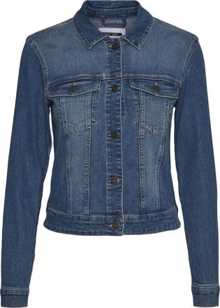 Noisy May Damen Kurze Jeansjacke Basic Denim Übergangsjacke Stoned Washed Jacket NMDEBRA, Farben:Blau-2, Größe:XS