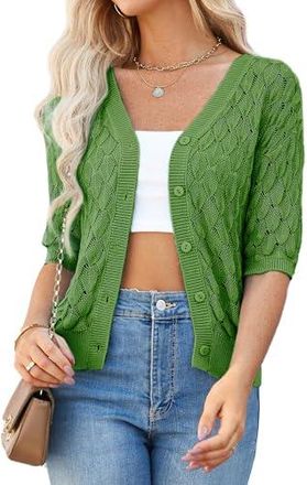 Grace Karin Cardigan dété pour femme Vert Cardigan court vintage M