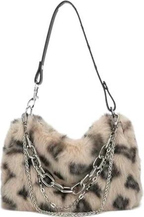 Generic NYSBH Sac &agrave; bandouli&egrave;re pour femme Motif l&eacute;opard Automne Hiver Cha&icirc;ne Sac &agrave; main pour femme Imprim&eacute; l&eacute;opard Sac &agrave; main moelleux avec poign&eacute;e sup&eacute;rieur
