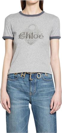 Chloé Femme, Tops, Gris, Taille: 38 FR Baby Fit T-Shirt