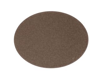 FreeForm Kunstleder Platzset Abwaschbar in Textilstruktur, 41&times;30 cm braun, Tischset Oval, hitzebest&auml;ndig bis 90 &deg;C, rutschfest, langlebiges & stilvolles Platzd