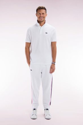 Eden Park Pantalon Jogging En Coton Blanc &Agrave; D&eacute;tails Tricolores Coupe D&eacute;contract&eacute;e