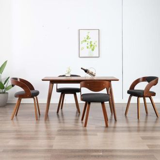 vidaXL Vidaxl - Chaises &agrave; manger lot de 4 gris fonc&eacute; bois courb&eacute; et tissu